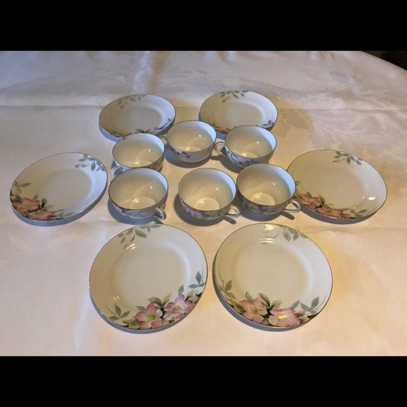 Noritake | Dining | Noritake Pink Azeala Hand Painted Cup Saucers ...